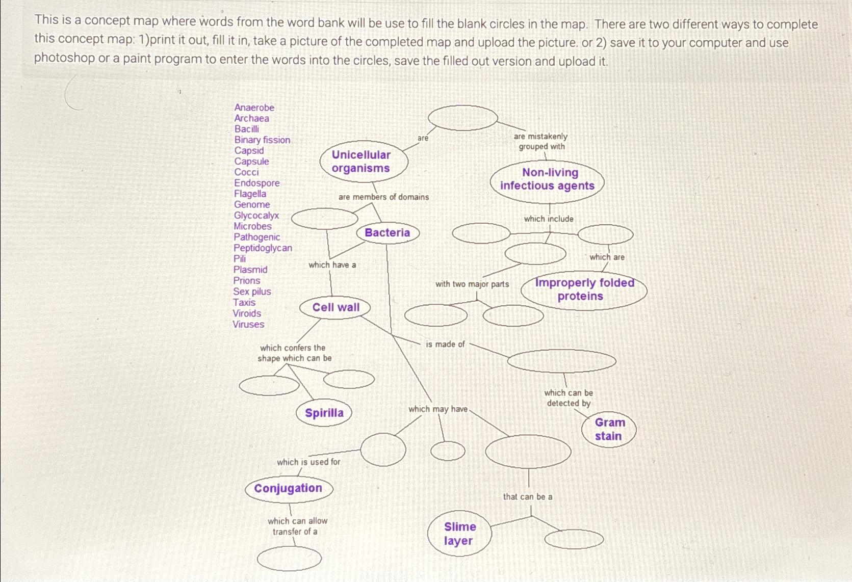 Solved This is a concept map where words from the word bank | Chegg.com