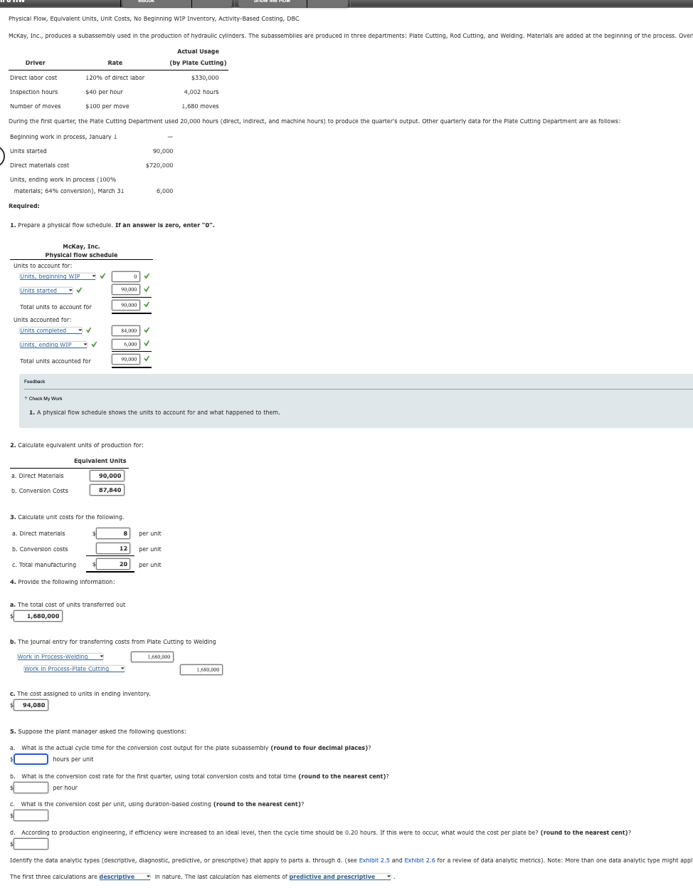 Solved Physical Flow, Equivalent Units, Unit Costs, No | Chegg.com