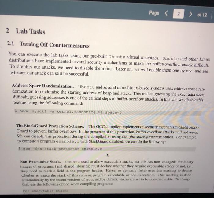 Solved Page 3 2. > of 12 2 Lab Tasks 2.1 Turning Off | Chegg.com