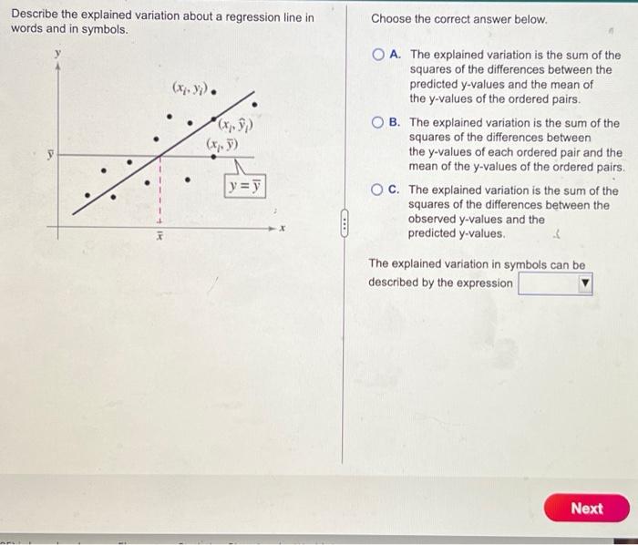 Solved Describe the explained variation about a regression | Chegg.com