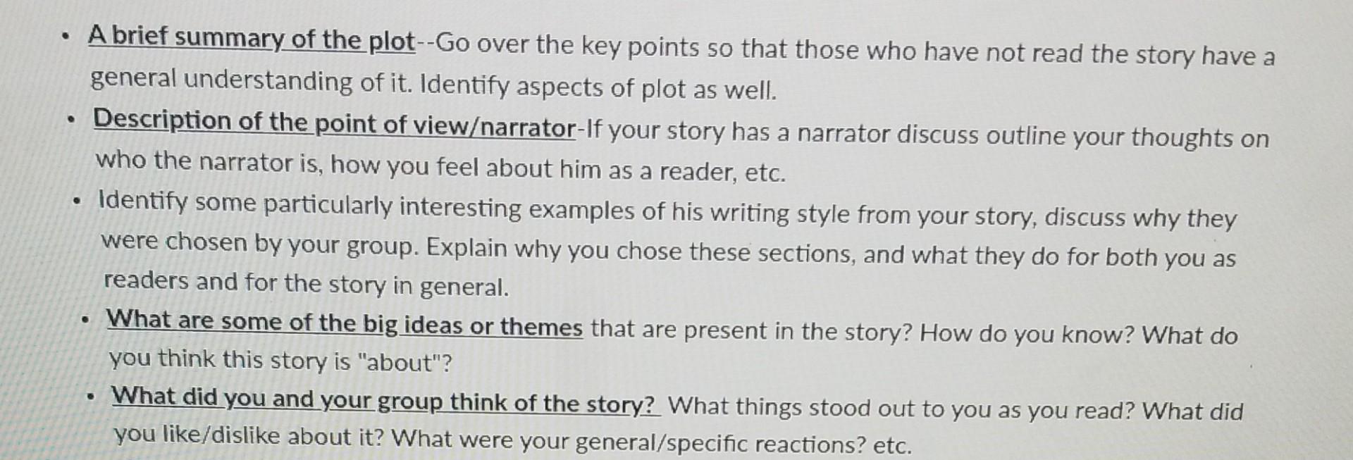 A brief summary of the plot--Go over the key points | Chegg.com