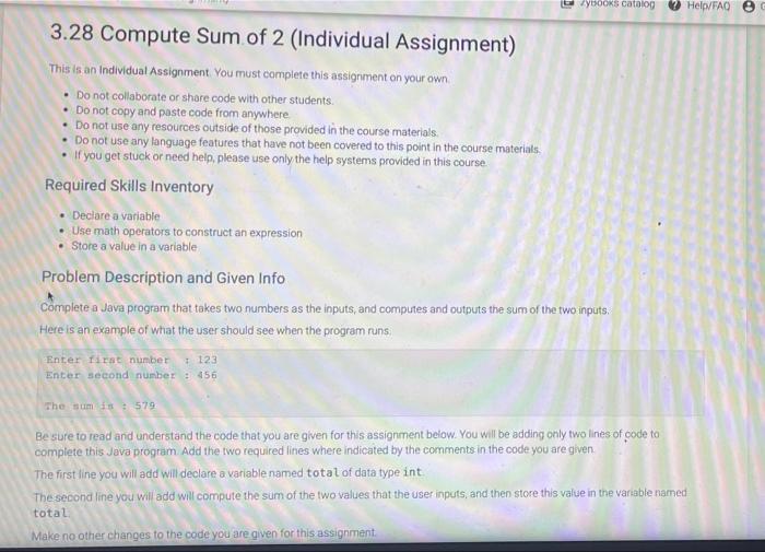 Solved DOORS Catalog Help/FAQ 80 3.28 Compute Sum of 2 | Chegg.com