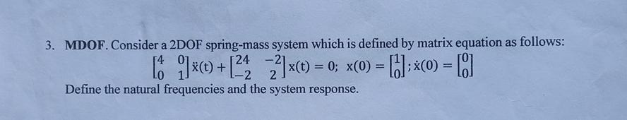 Solved MDOF. Consider a 2DOF spring-mass system which is | Chegg.com