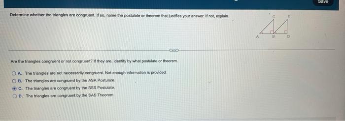 Solved Determine whether the triangles are congruent. If so, | Chegg.com