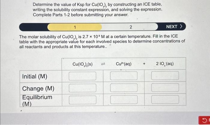 Solved Determine the value of Ksp for Cu(IO3)2 by | Chegg.com