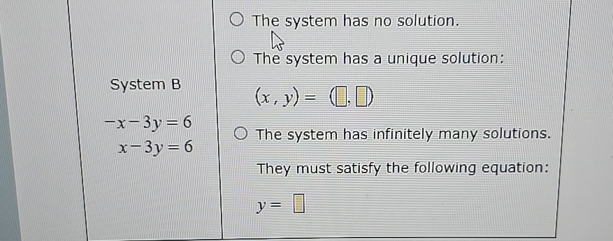 Solved The system has no solution.The system has a unique | Chegg.com