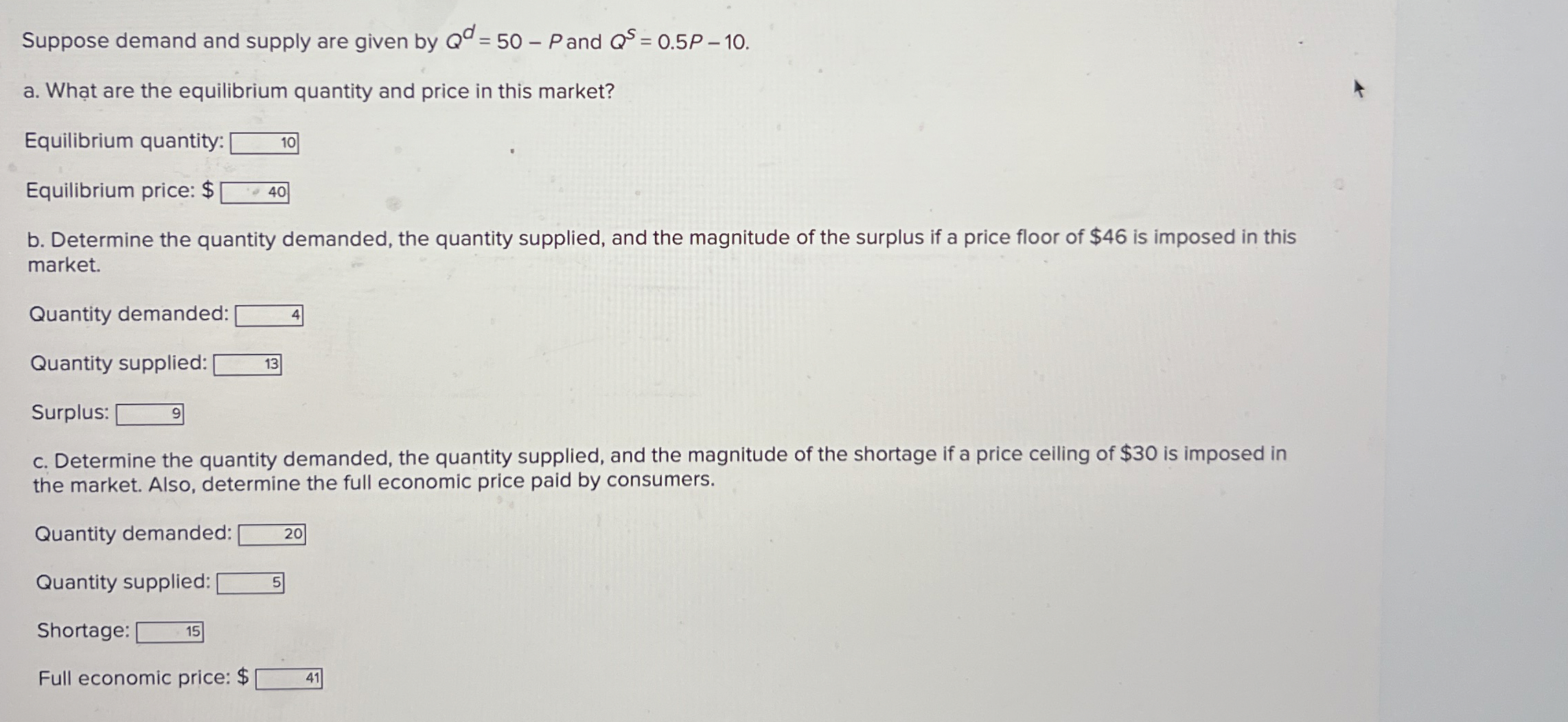 Solved Suppose demand and supply are given by Qd=50-P ﻿and | Chegg.com