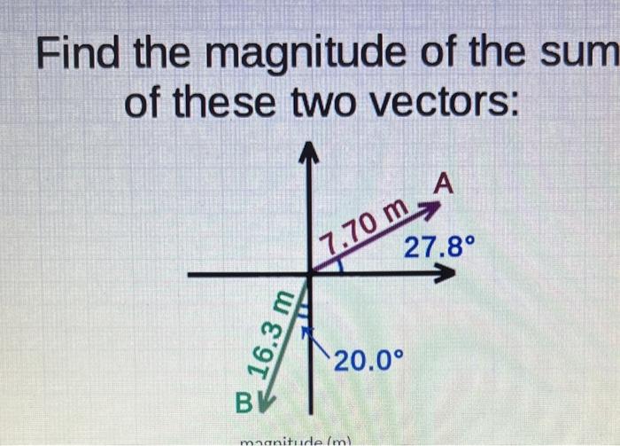 Solved Find the magnitude of the sum of these two vectors: | Chegg.com