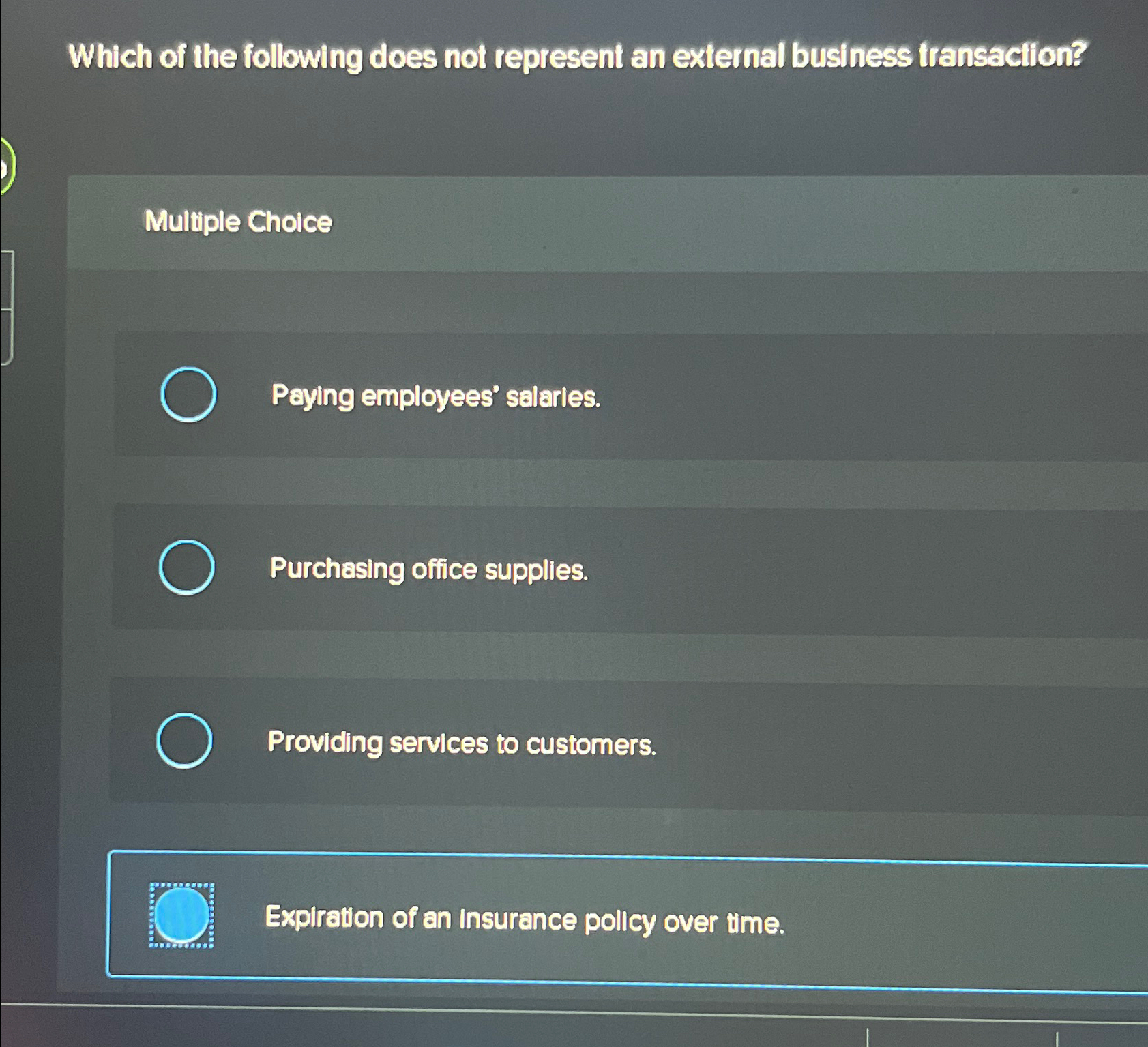 Solved Which of the following does not represent an external | Chegg.com