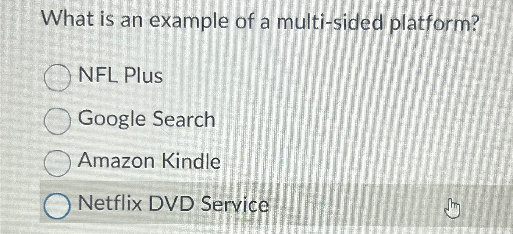 Solved What is an example of a multi-sided platform?NFL | Chegg.com