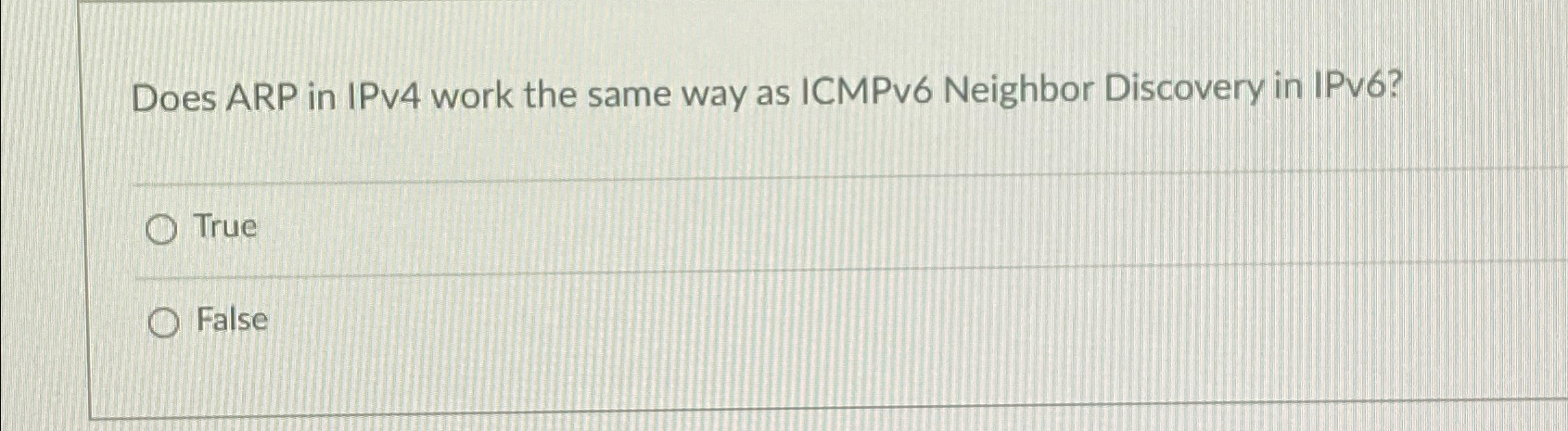 Solved Does ARP in IPv4 ﻿work the same way as ICMPv6 | Chegg.com