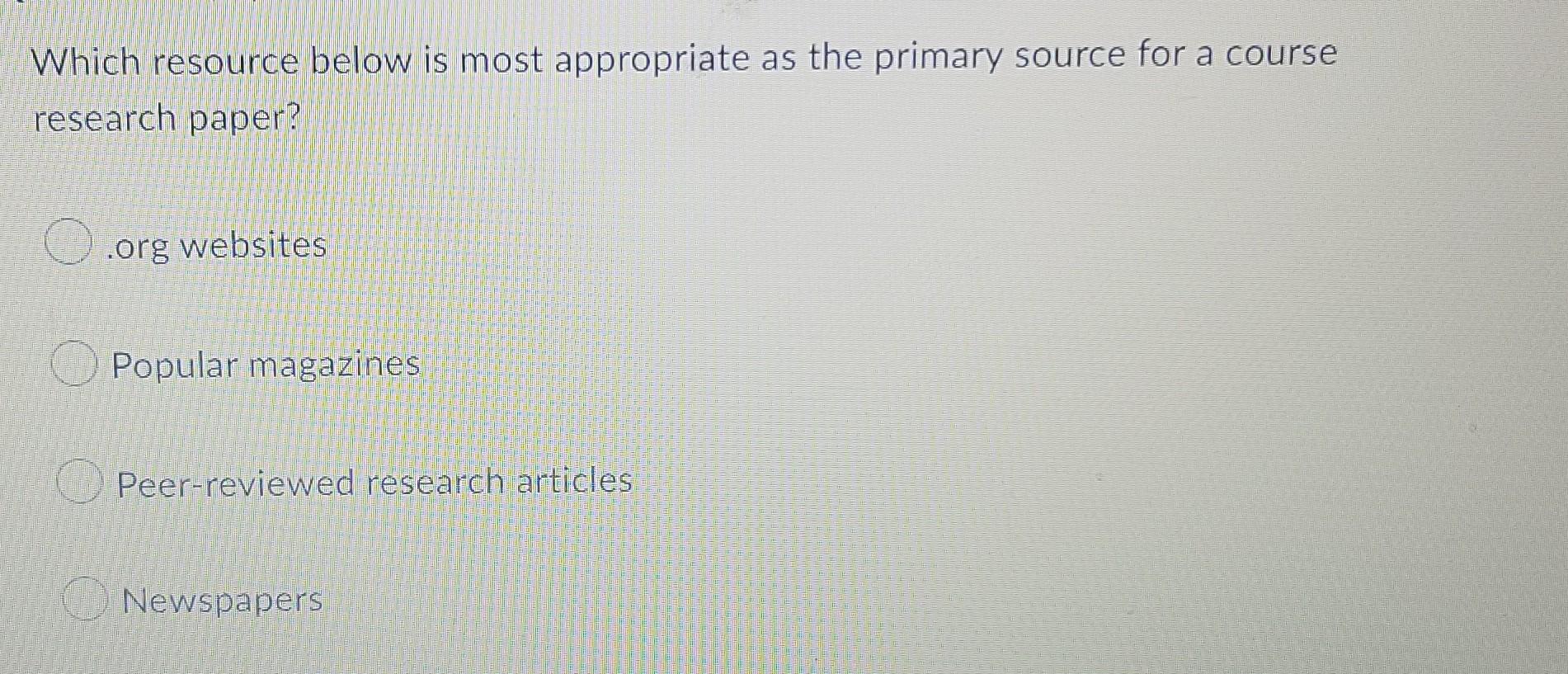 Solved Which resource below is most appropriate as the | Chegg.com