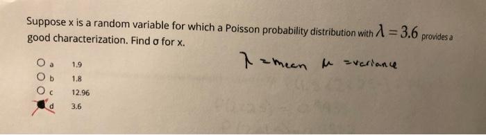 Solved Suppose x is a random variable for which a Poisson | Chegg.com