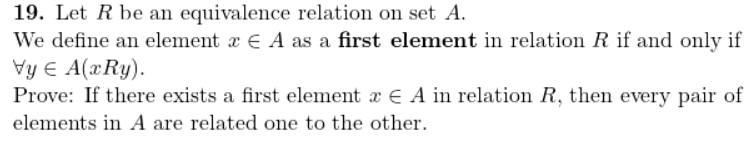 Solved Let R be an ﻿equivalence relation on ﻿set A.We | Chegg.com