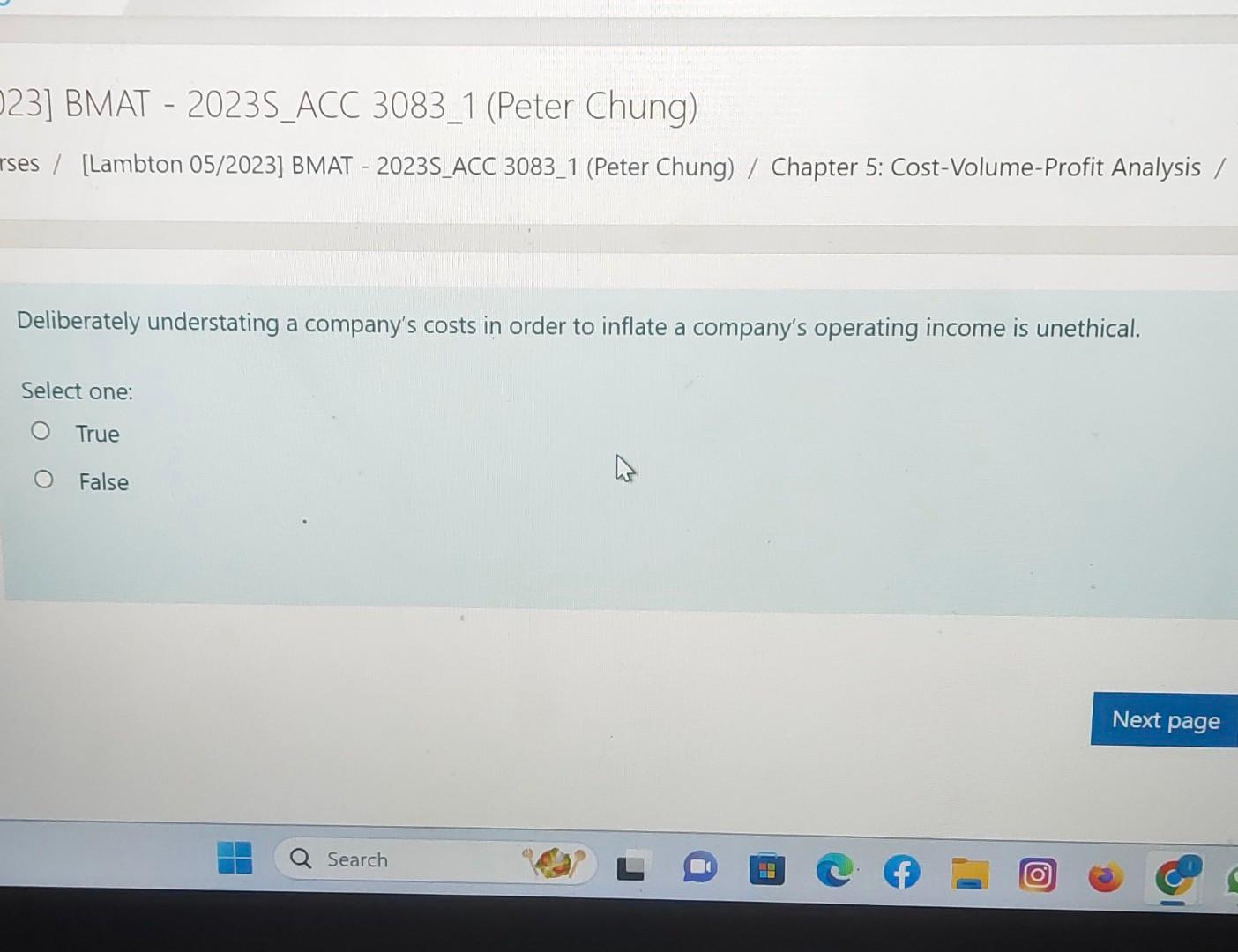 Solved 223] BMAT - 2023S_ACC 3083_1 (Peter Chung) rses / | Chegg.com