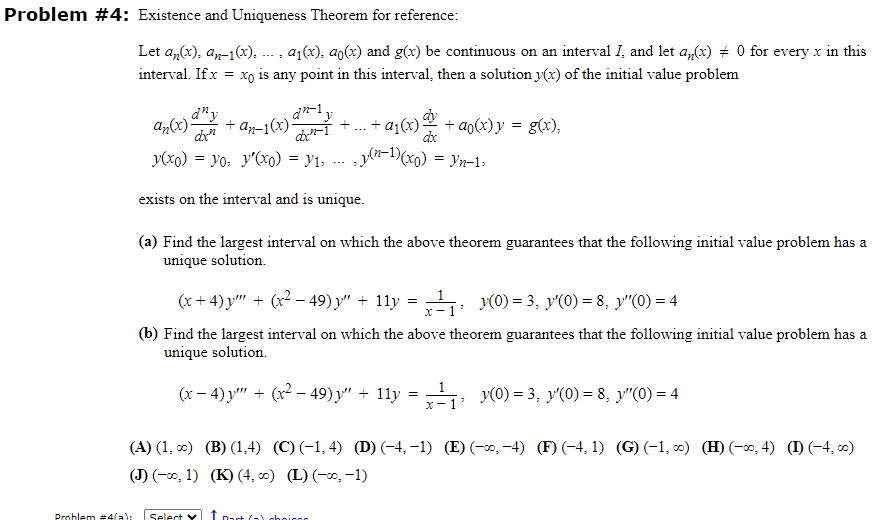 Solved Problem #4: Existence and Uniqueness Theorem for | Chegg.com