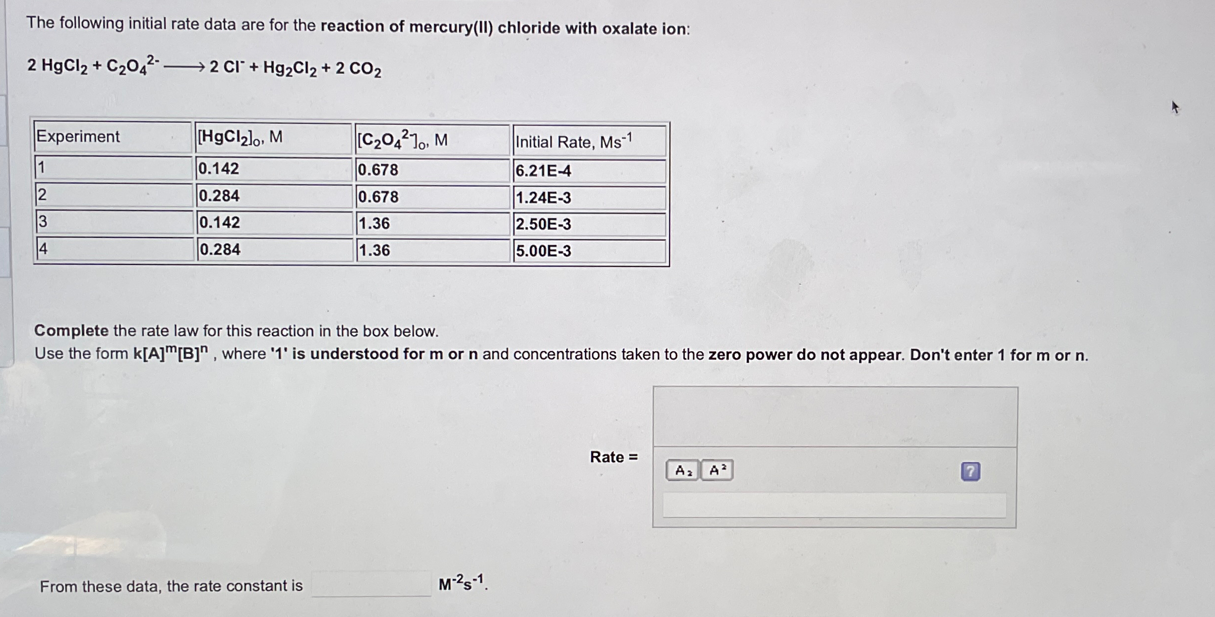The Following Initial Rate Data Are For The Reaction
