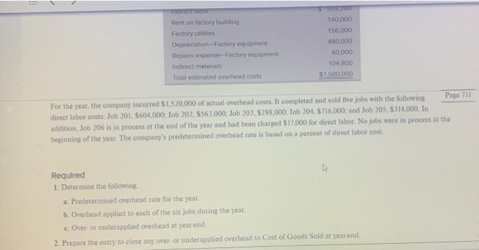 Solved Problem 19-5A Computing and applying overhead to | Chegg.com