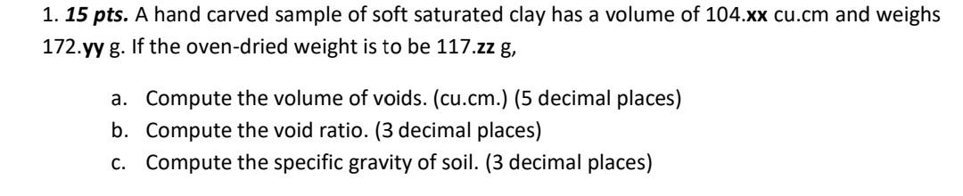 Solved 1. 15 pts. A hand carved sample of soft saturated | Chegg.com