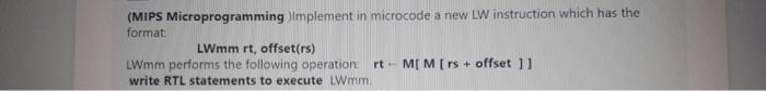Solved (MIPS Microprogramming Implement in microcode a new | Chegg.com