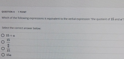 Solved QUESTION 4 ﻿: 1 ﻿POINTWhich of the following | Chegg.com
