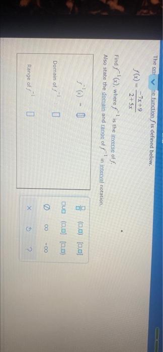 Solved The on ne function is defined below. f(x) = -7x+9 2 | Chegg.com