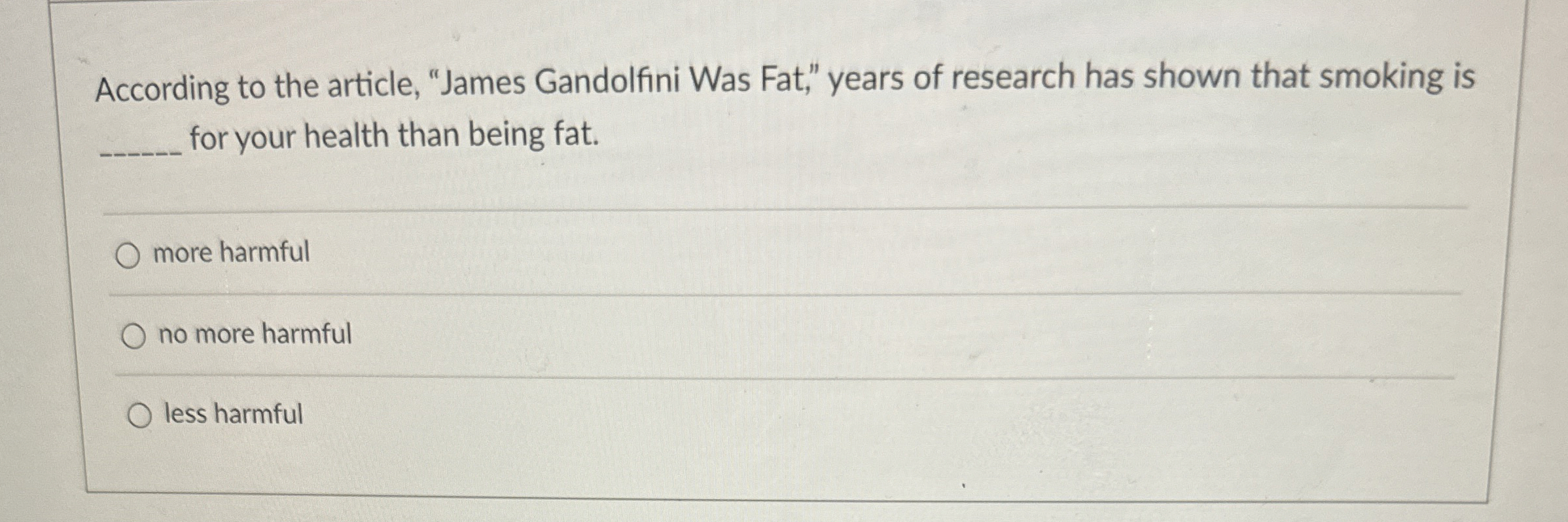 Solved According to the article, "James Gandolfini Was Fat," | Chegg.com