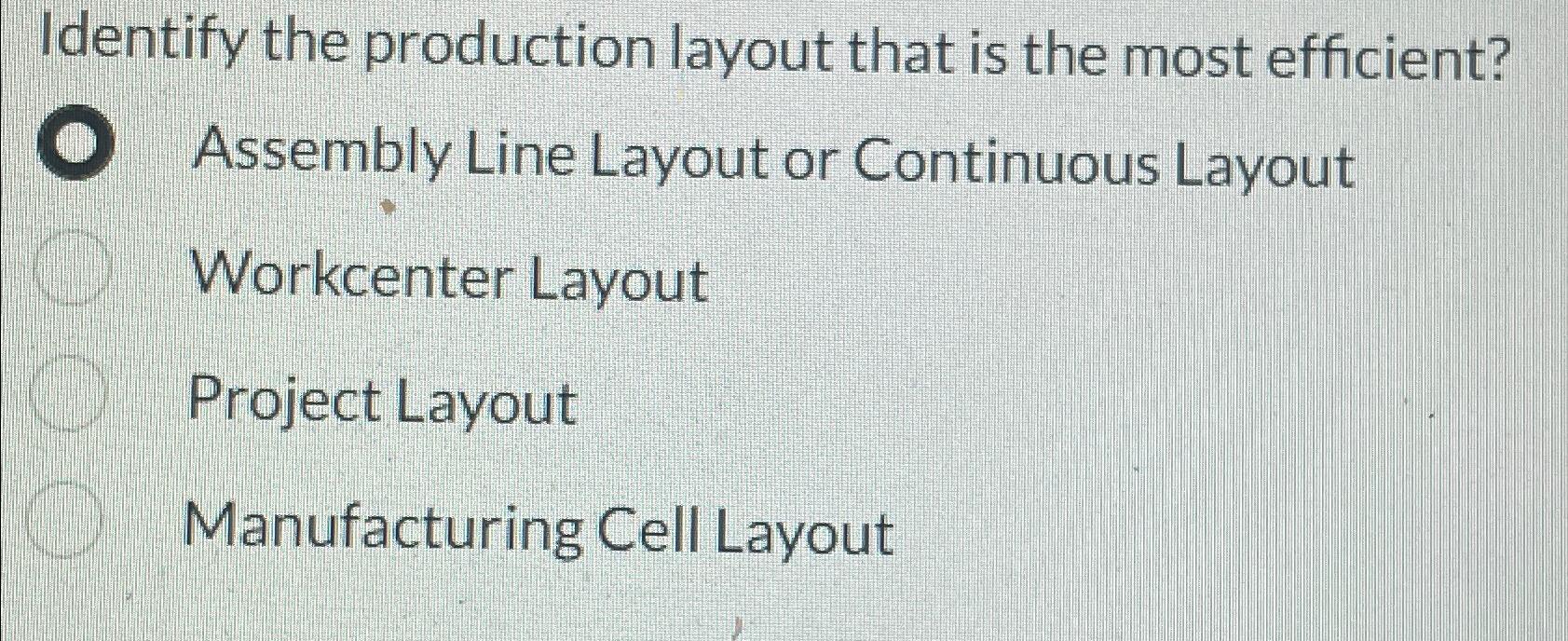 Solved Identify the production layout that is the most | Chegg.com