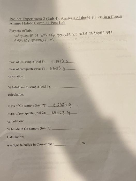 Solved Project Experiment 2 (Lab 4): Analysis of the % | Chegg.com