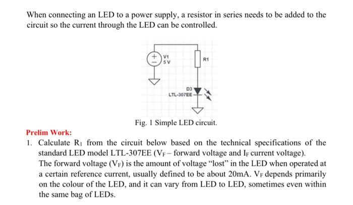 Solved When connecting an LED to a power supply, a resistor | Chegg.com