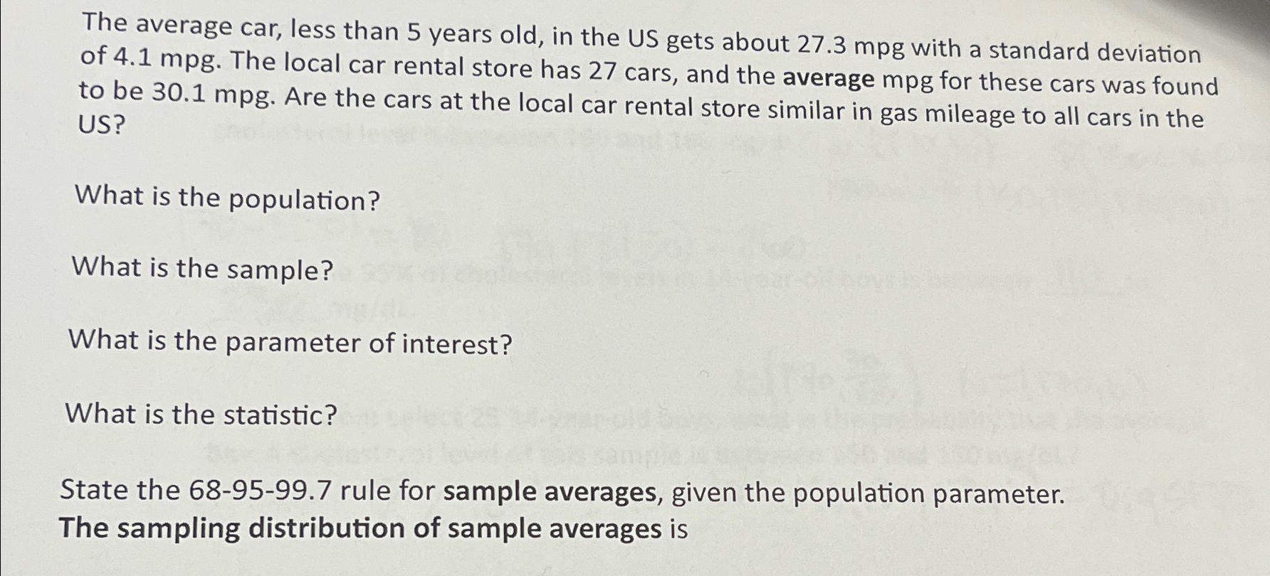 Solved The average car, less than 5 ﻿years old, in the US | Chegg.com
