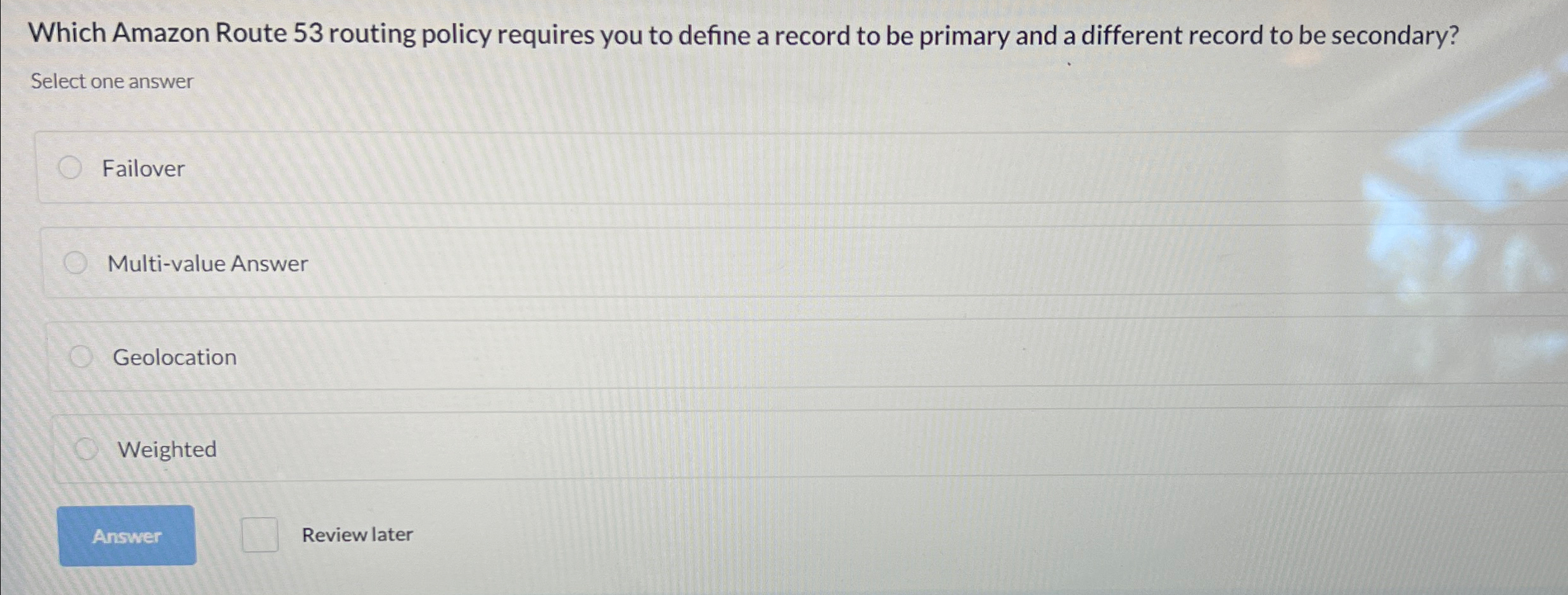 Solved Which Amazon Route 53 ﻿routing policy requires you to | Chegg.com