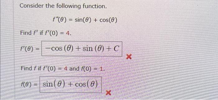 Solved Consider the following function. f"(0) = sin(0) + | Chegg.com