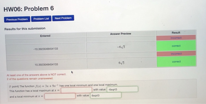 Solved HW06: Problem 1 Previous Problem Problem List Next | Chegg.com