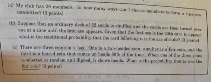 Solved (a) My club has 20 members. In how many ways can I | Chegg.com