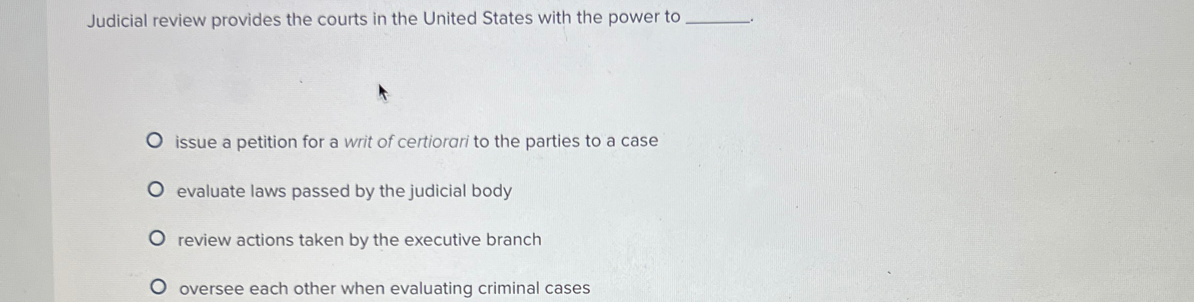 Solved Judicial review provides the courts in the United | Chegg.com