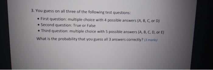 Solved 3. You guess on all three of the following test | Chegg.com