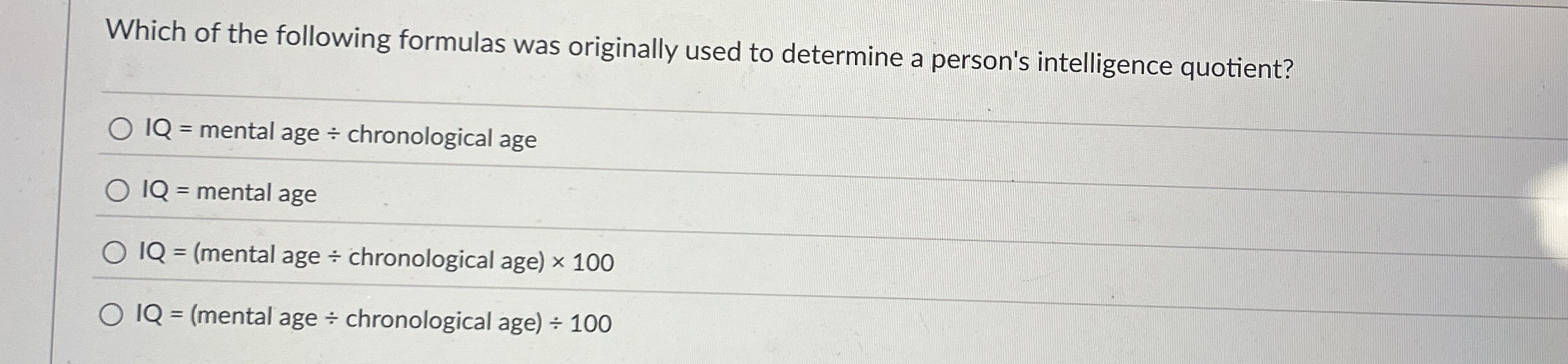 Solved Which of the following formulas was originally used | Chegg.com