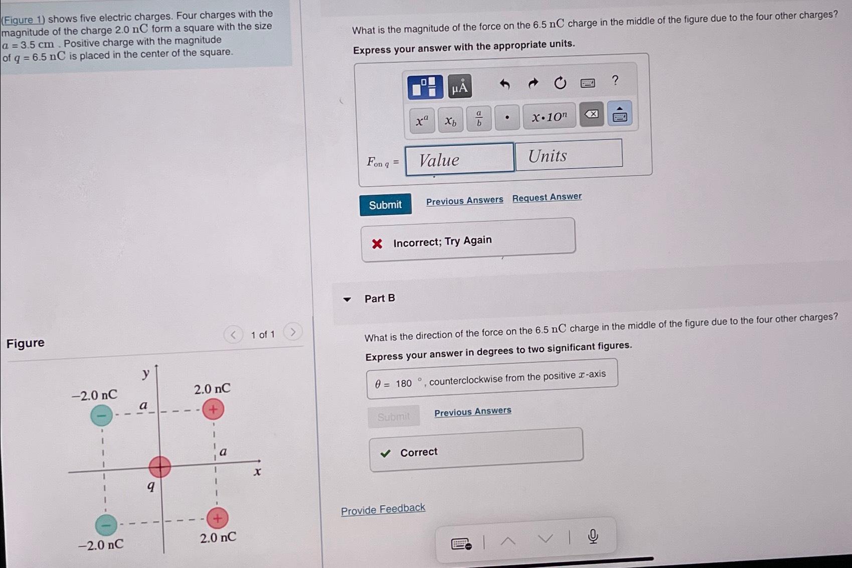 Solved (Figure 1) ﻿shows five electric charges. Four charges | Chegg.com