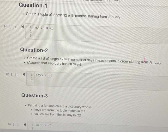 Solved . By using a for loop create a dictionary whose keys | Chegg.com