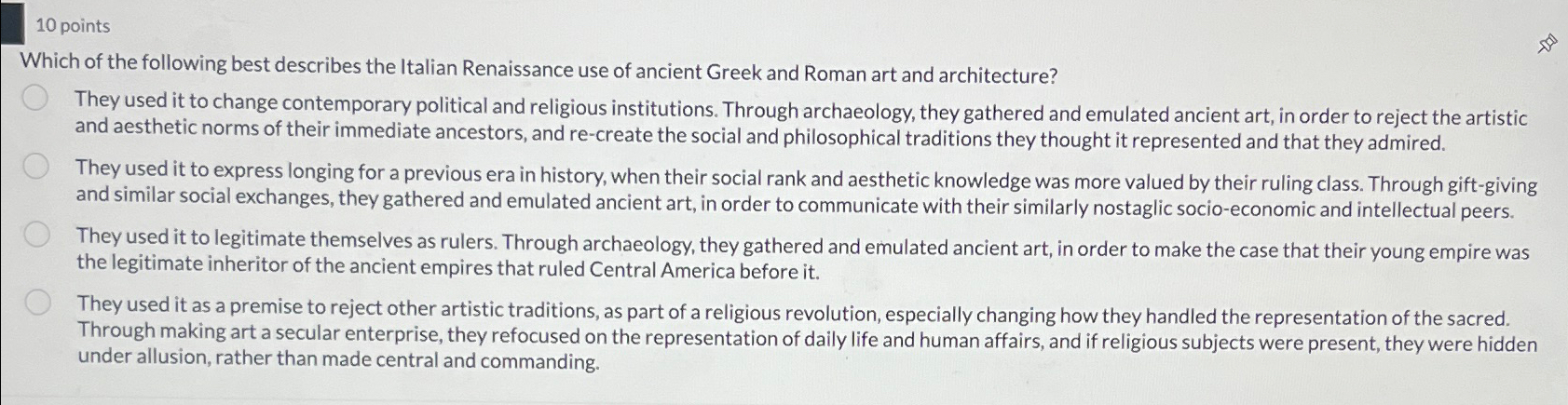 Solved 10 ﻿pointsWhich of the following best describes the | Chegg.com