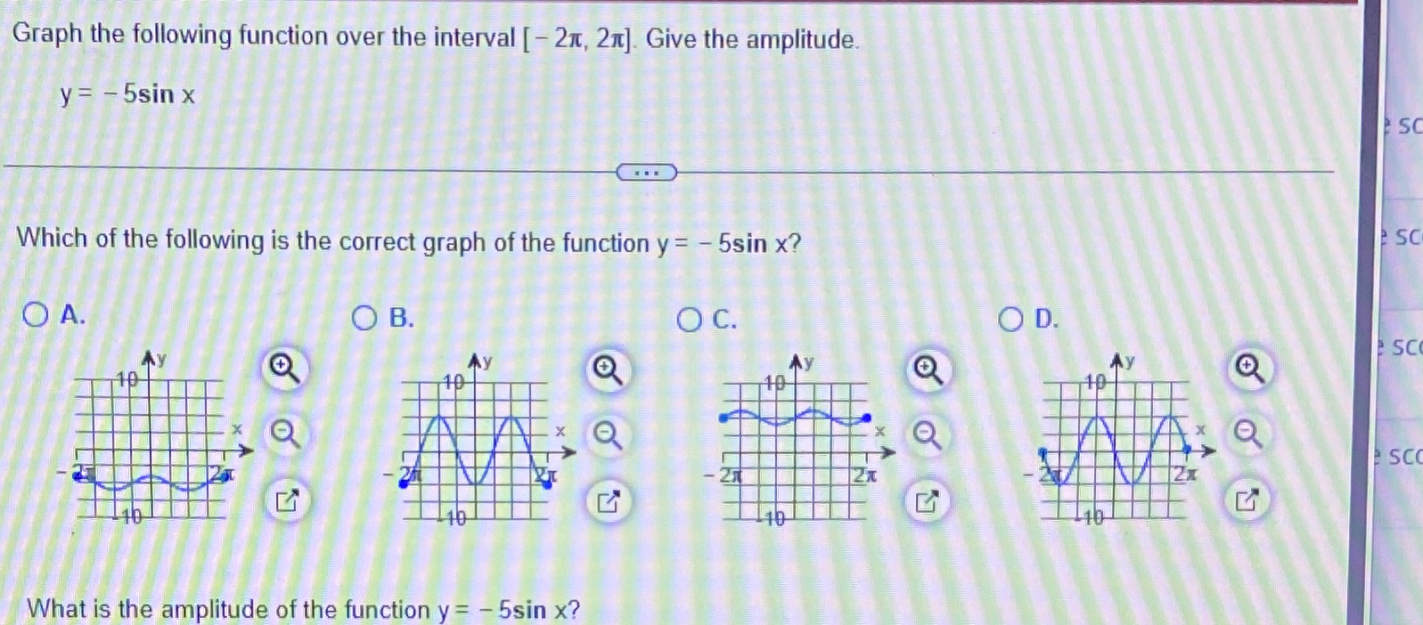 Solved Graph the following function over the interval | Chegg.com