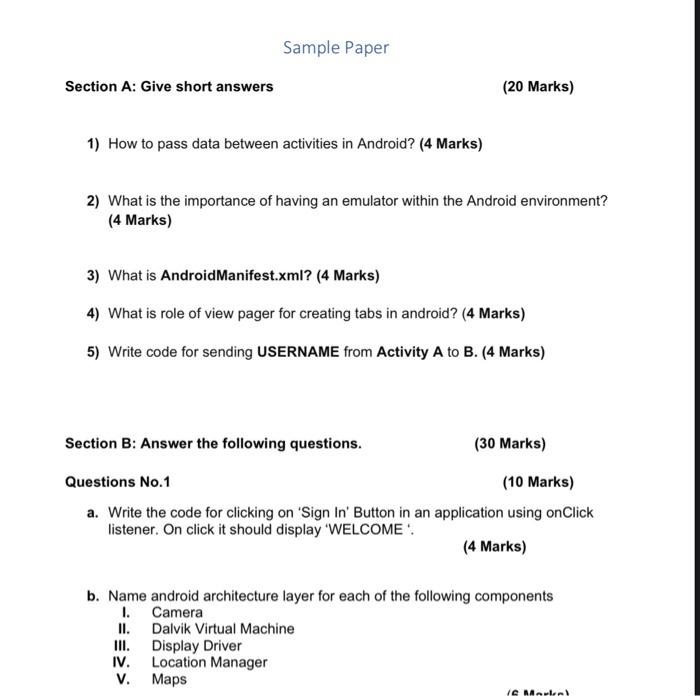 Solved 1) How to pass data between activities in Android? (4 | Chegg.com Solved 1) How to pass data between activities in Android? (4 | Chegg.com