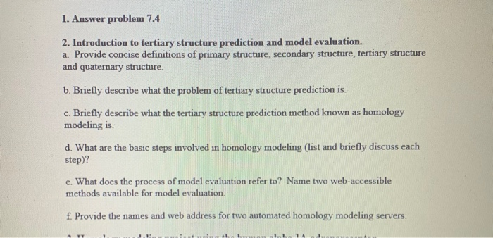 Solved 1. Answer problem 7.4 2. Introduction to tertiary | Chegg.com