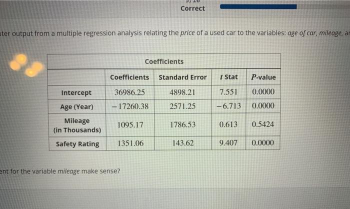 Solved Consider the following computer output from a | Chegg.com