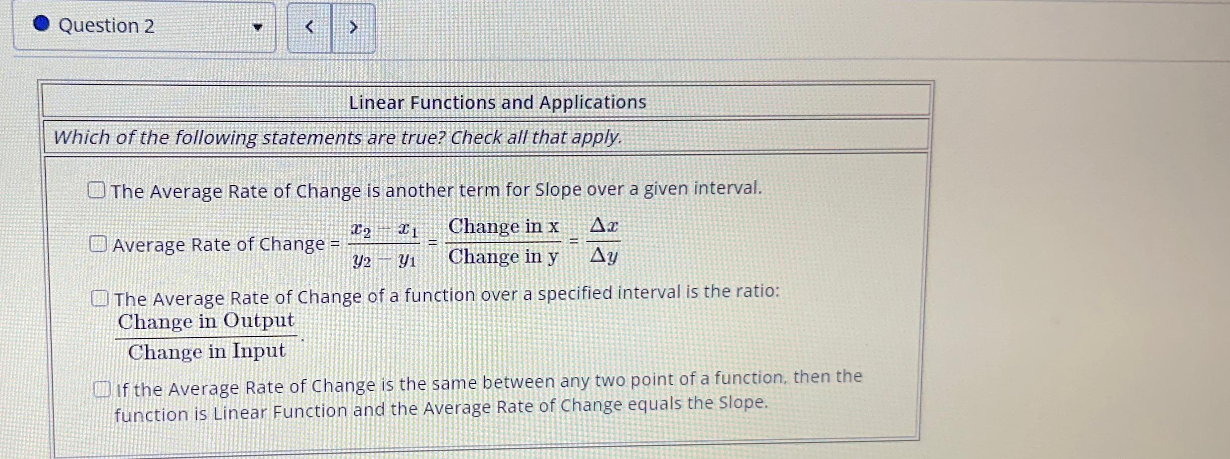 Solved Question 2Linear Functions and ApplicationsWhich of | Chegg.com