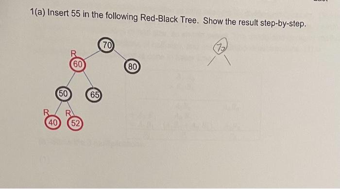 1(a) Insert 55 in the following Red-Black Tree. Show | Chegg.com