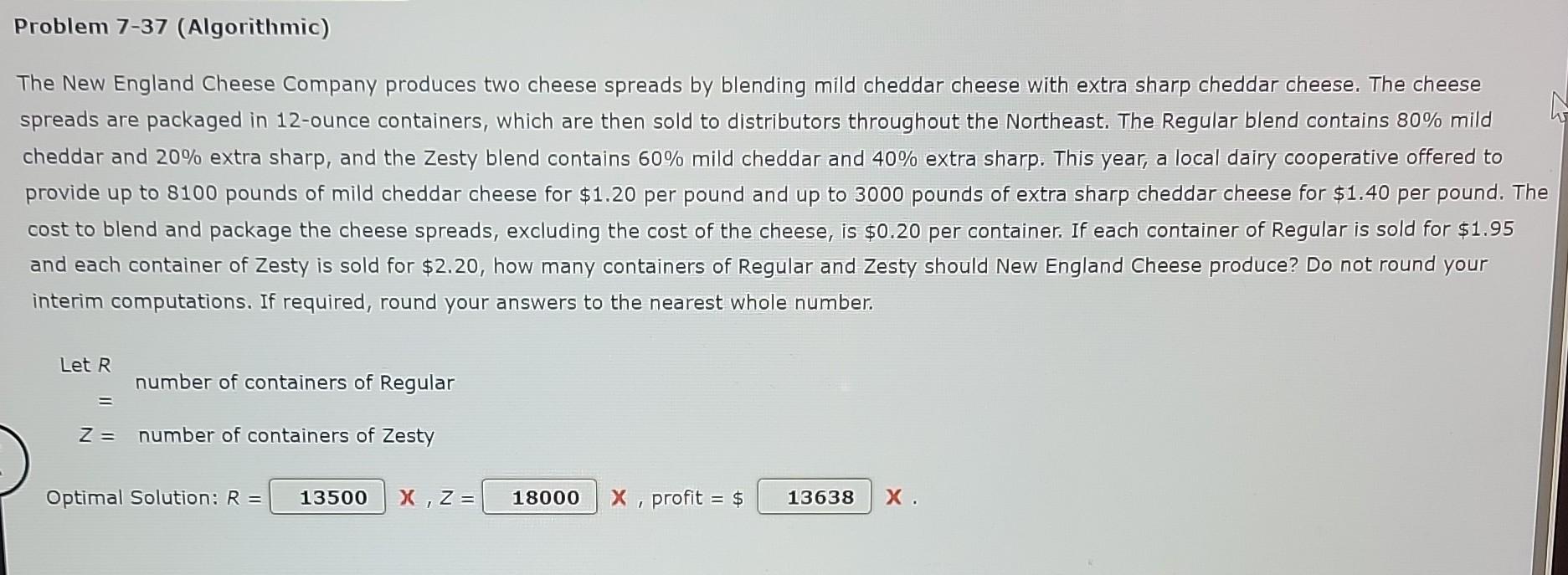 Solved The New England Cheese Company produces two cheese | Chegg.com