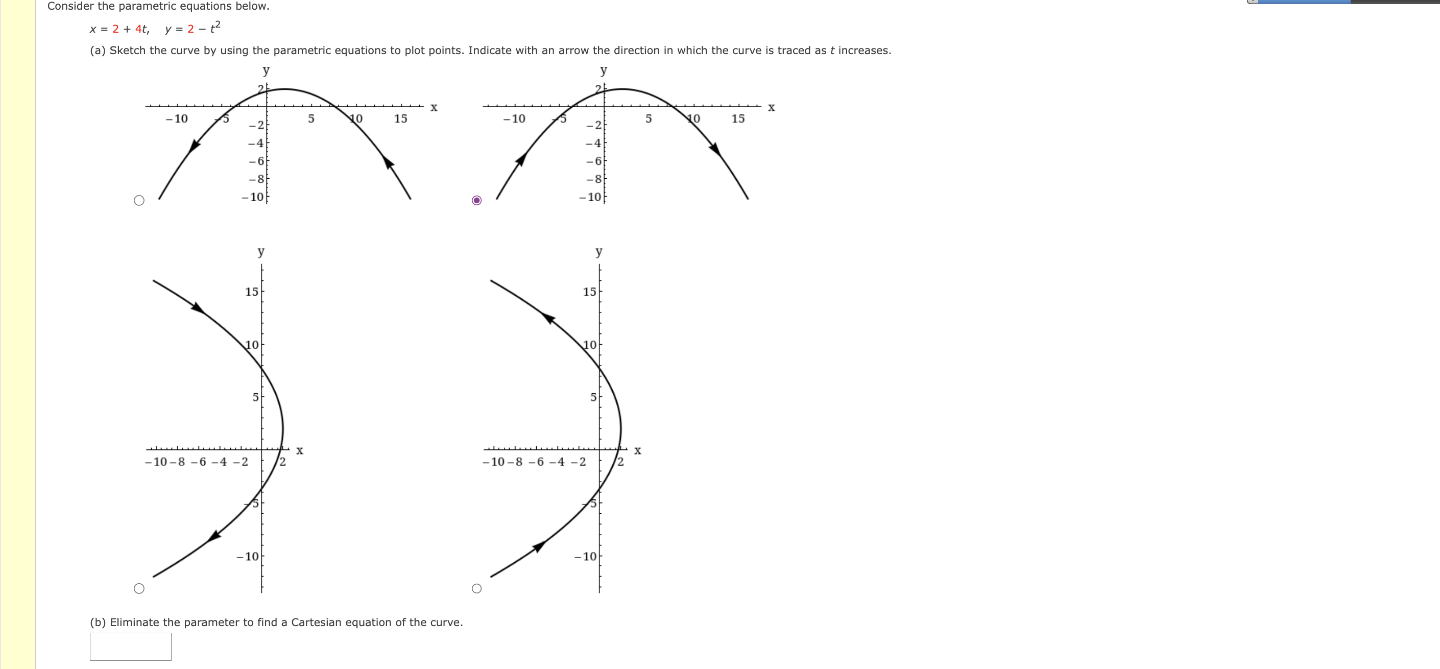 Solved Consider the parametric equations | Chegg.com