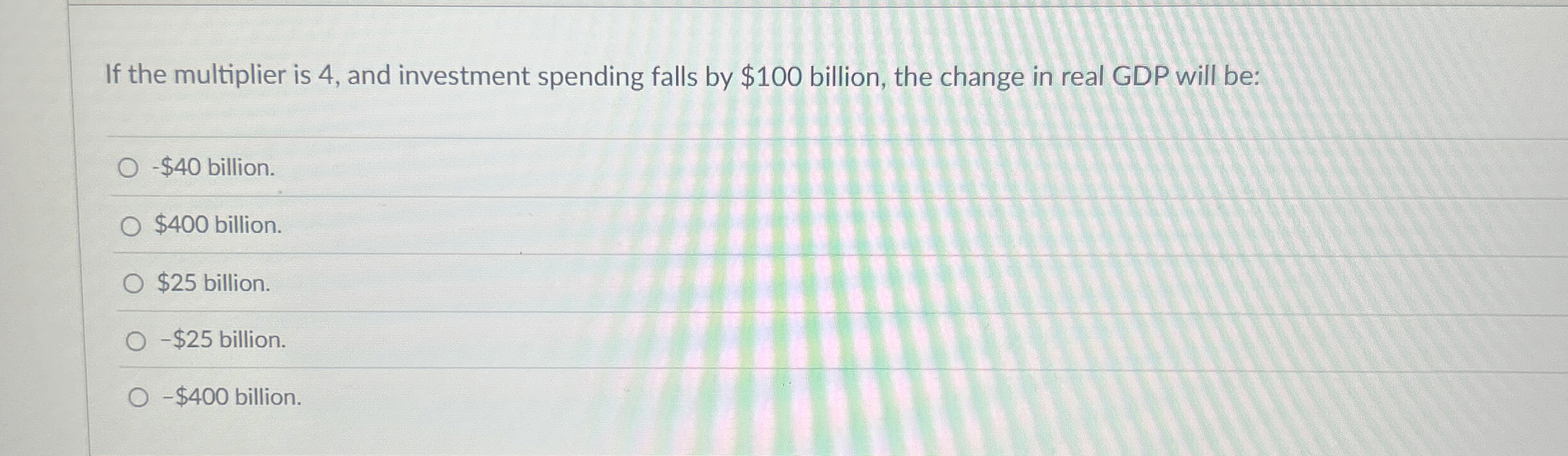 Solved If the multiplier is 4 , ﻿and investment spending | Chegg.com